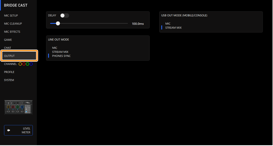 Editing the Output Audio Settings