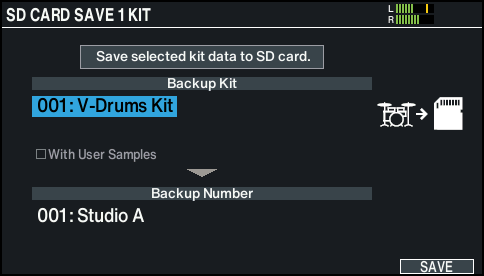 V51 Backing up drum kit to an SD card (SAVE 1 KIT)